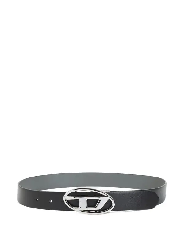 DIESEL® Reversible Oval D-shaped Buckle Leather Belt - Black