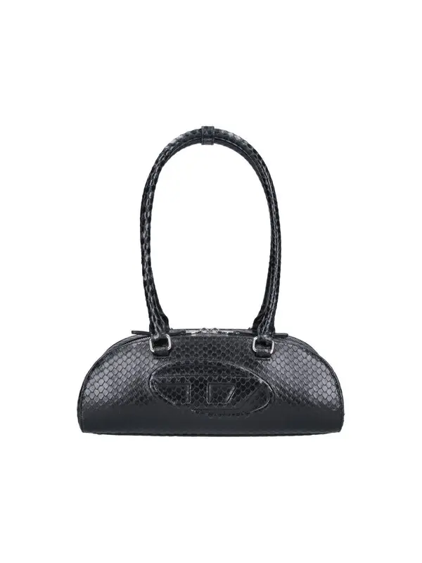 DIESEL® Snake-embossed Dome Shoulder Bag - Black