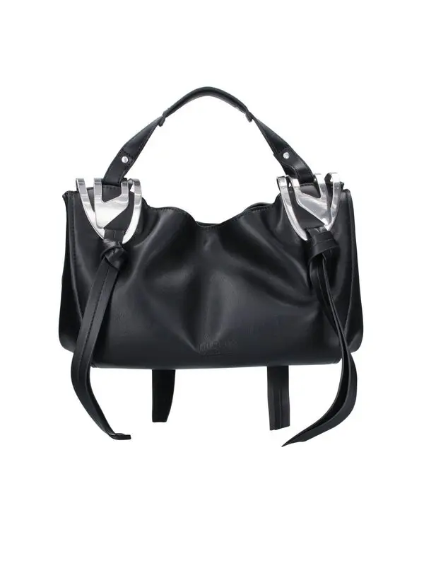 DIESEL® Mini Top Handle Shoulder Bag With Metallic Hardware - Black
