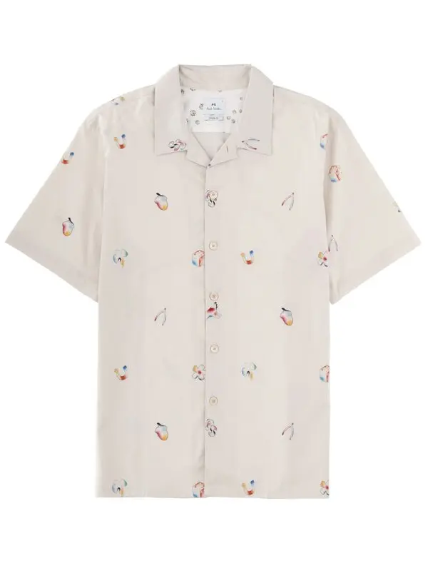 Paul Smith Printed Short-sleeve Camp Shirt - White