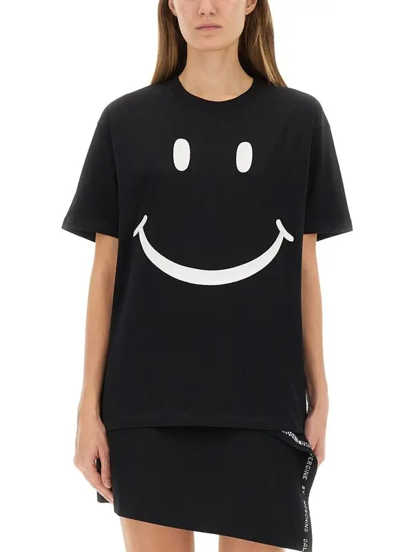 Moschino Smiley Printed Regular Fit T-shirt - Black