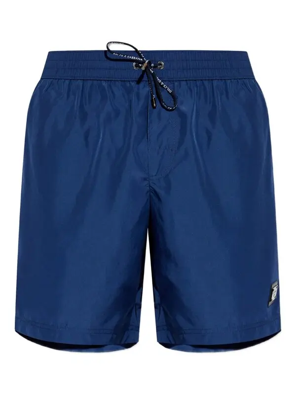 Dolce & Gabbana Medium Swim Trunks With Matching Pouch - Blu