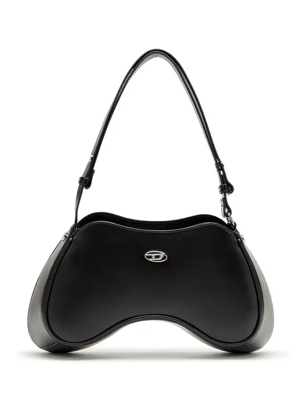 DIESEL® Smooth Semi-gloss Leather Shoulder Handbag - Nero