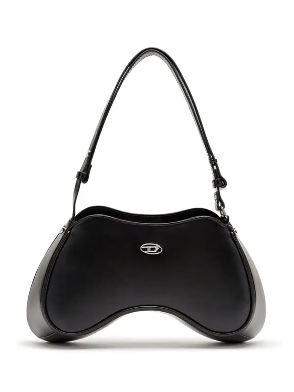 DIESEL® Play Semi Gloss Leather Shoulder Bag - Black