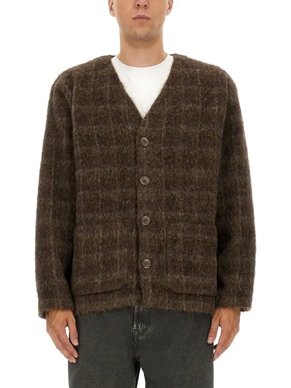 Our Legacy Dorf Check Hairy Wool Cardigan - Brown