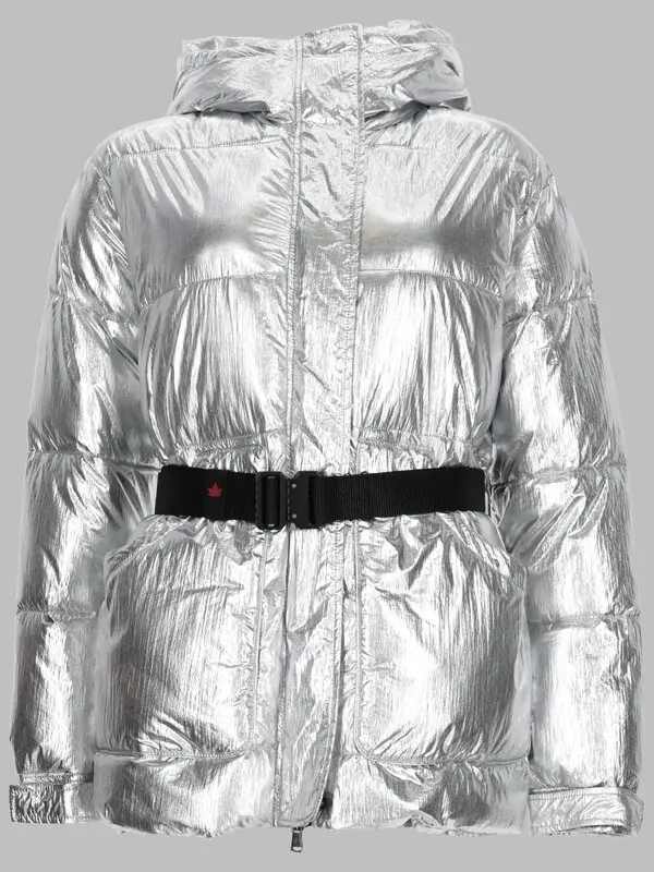 CANADIAN CLASSICS Quilted Puffer Jacket With Belt - Silver