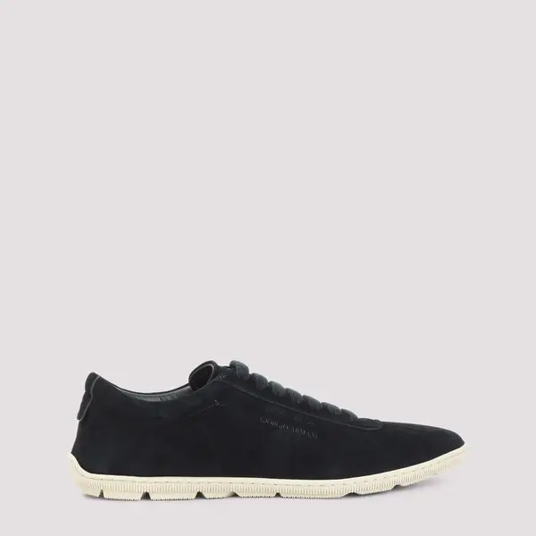 Giorgio Armani Suede Lace-up Sneakers - Black