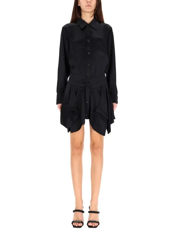 Alexander Wang Silk Charmeuse Double Shirtdress - Black