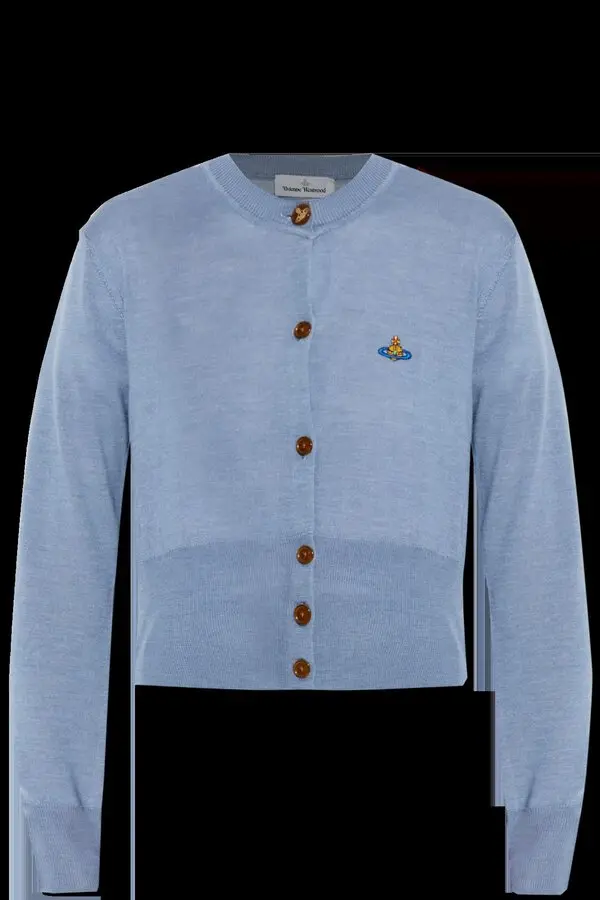 VIVIENNE WESTWOOD Cropped Cardigan With Orb Logo - Ice Blue