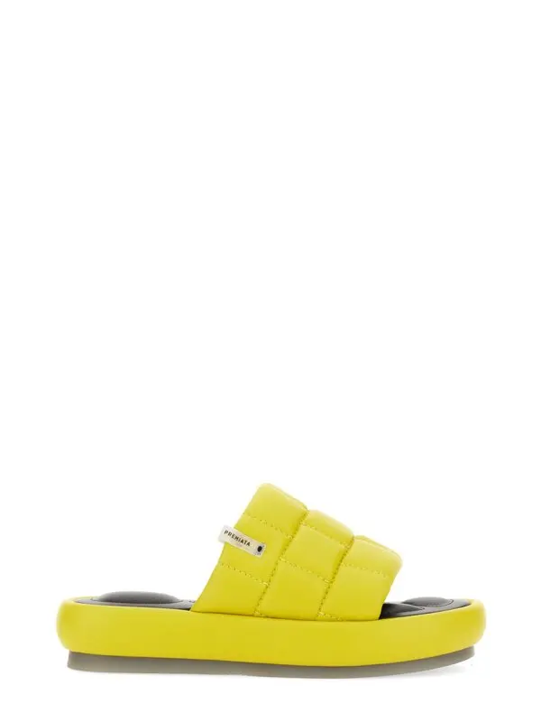 Premiata Luxe Quilted Lamb Leather Slide Sandals - Yellow