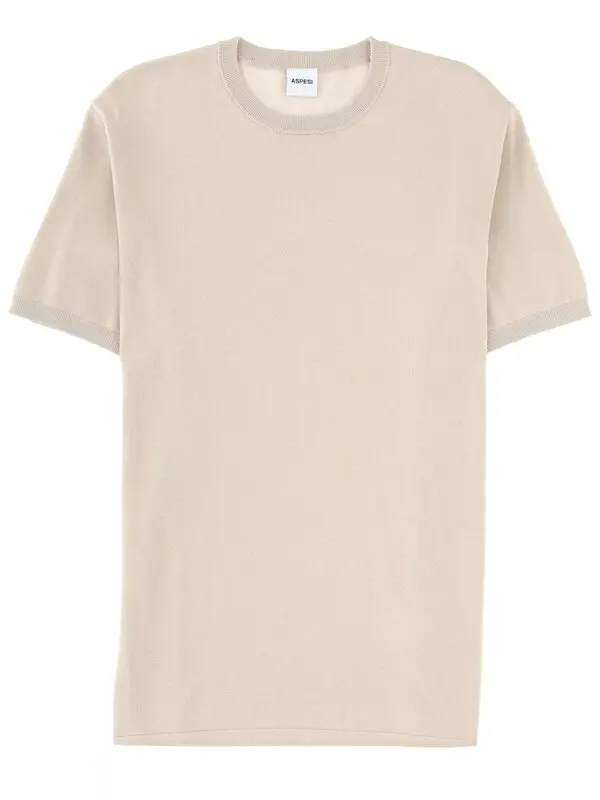 Aspesi Cotton Crewneck Short Sleeve Knit T-shirt - Beige