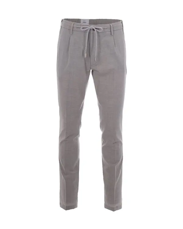 Eleventy Wool Blend Tailored Trousers With Drawstring - Grigio