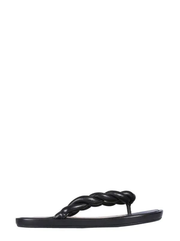Red Valentino Red Leather Slide Sandals - Black