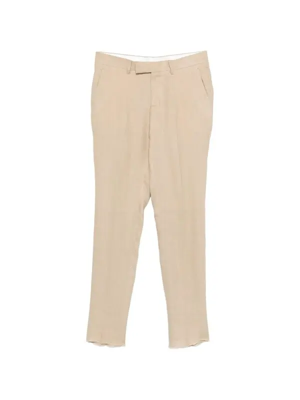 LARDINI Tailored Linen Trousers With Zip And Button Closure