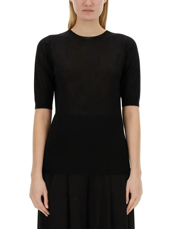 Fabiana Filippi Short Sleeve Fine Knit Sweater - Black