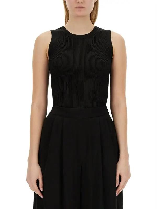 Fabiana Filippi Lurex Ribbed Knit Top - Black