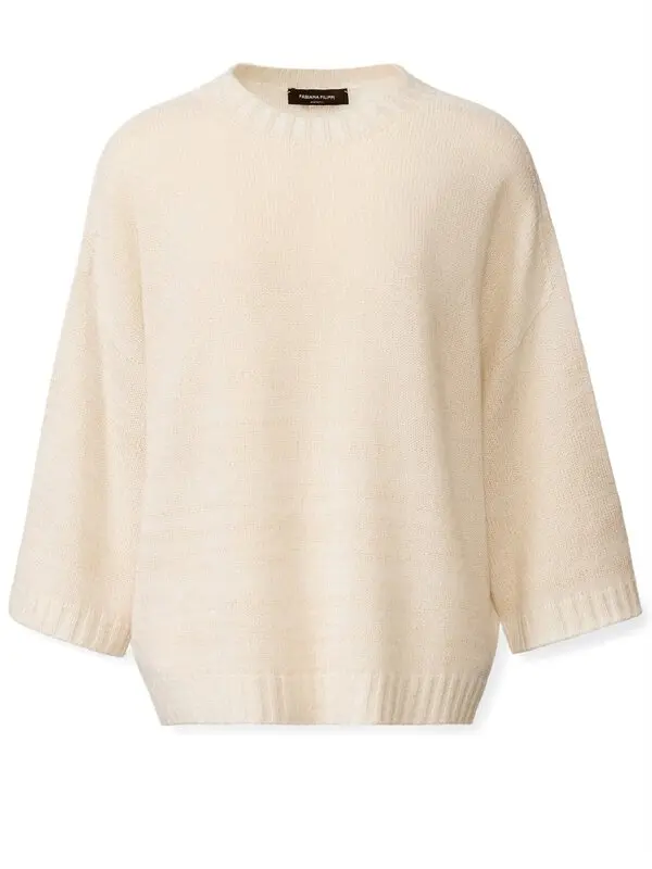Fabiana Filippi Fine Knit Wool Blend Crewneck Sweater - Ivory
