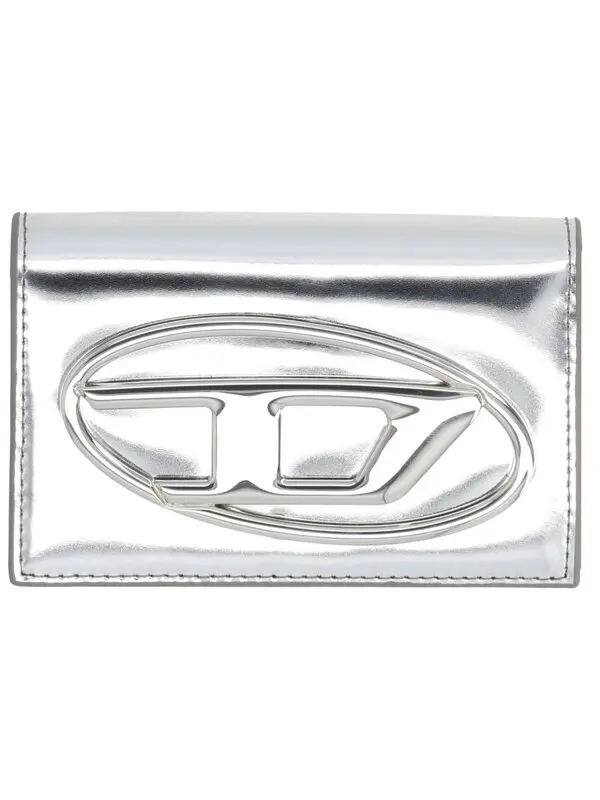 DIESEL® Mini Wallet 7 Cm X 11.5 Cm Crafted From 100% Cow Leather - Silver