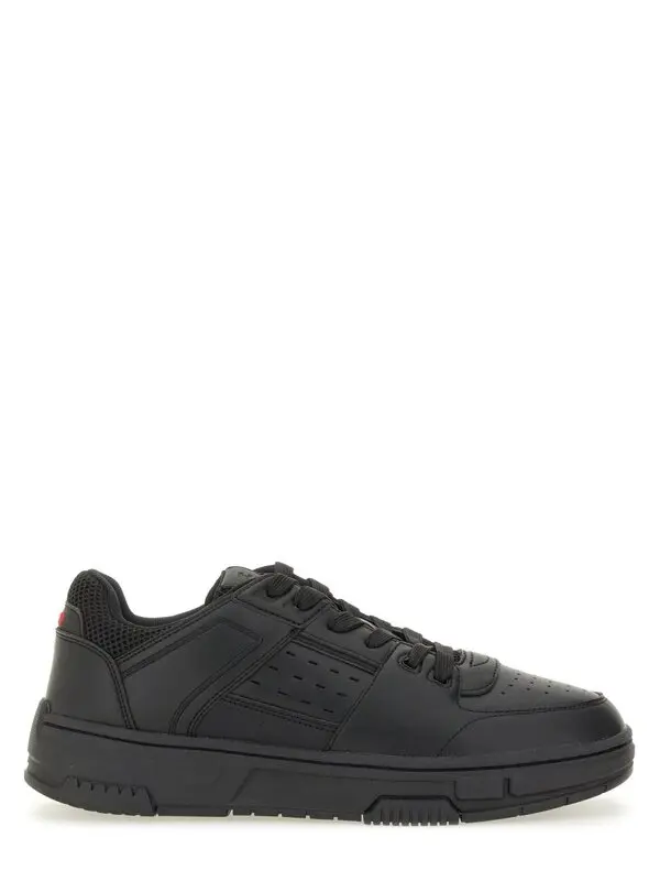 Hugo Rhythm" Lace-up Sneakers With Mesh Detailing - Black
