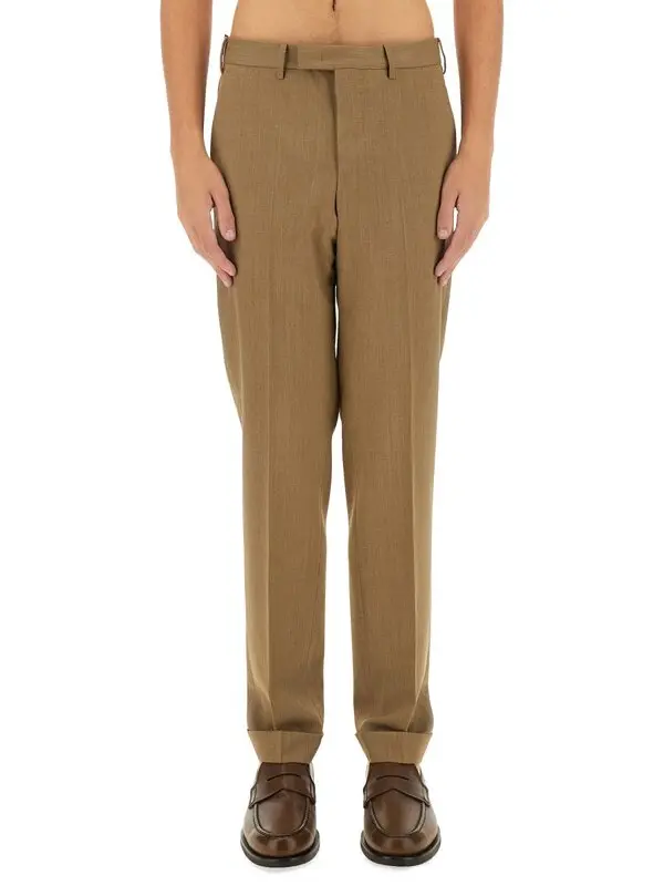 PT TORINO Straight Leg Tailored Wool Blend Trousers - Beige