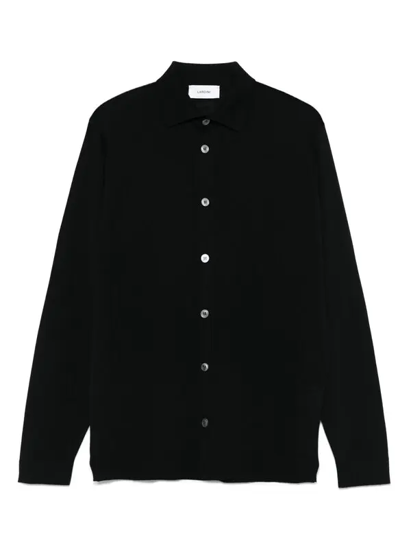 LARDINI Classic Button-down Wool Sweater - Black