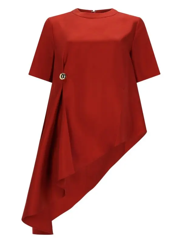 Loulou De Saison Asymmetrical Silk Draped Top - Red