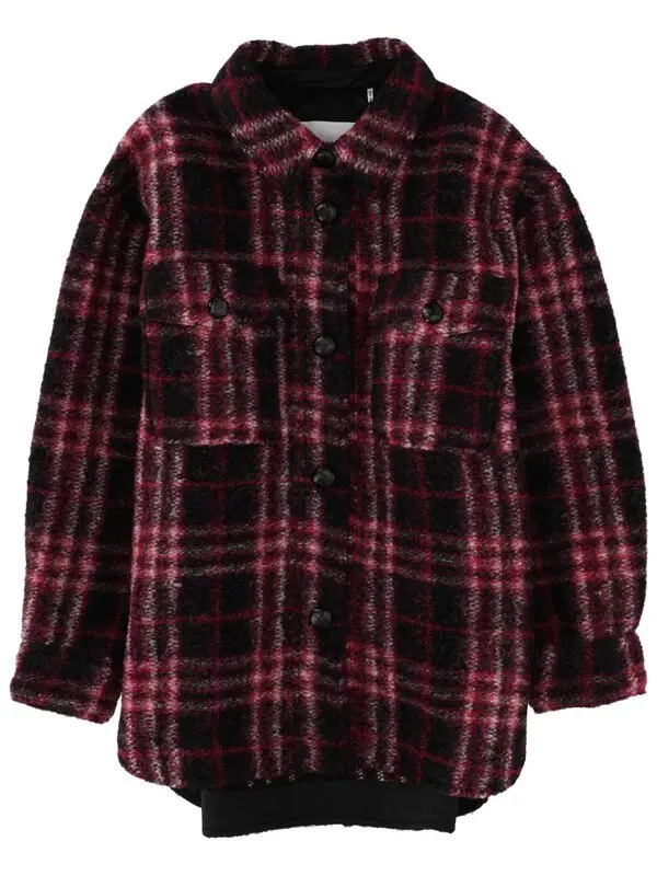 MARANT ETOILE Checked Wool Blend Overshirt - Black
