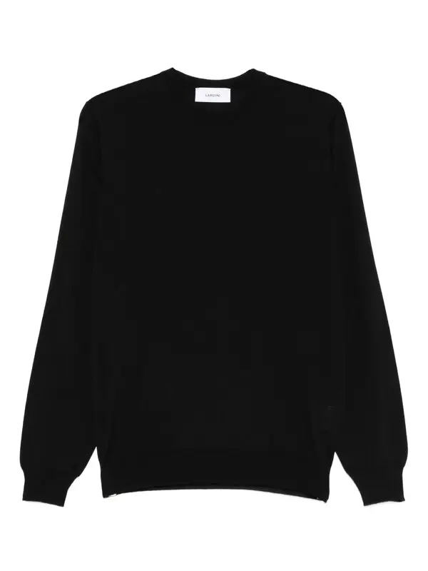 LARDINI Crew Neck Virgin Wool Sweater - Black