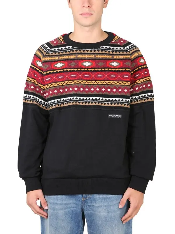MARCELO BURLON COUNTY OF MILAN Folk Cross Stripe Knit Sweatshirt