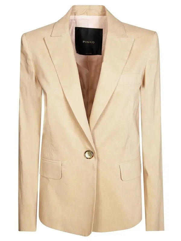 Pinko Freda Stretch Linen Blend Blazer - Beige