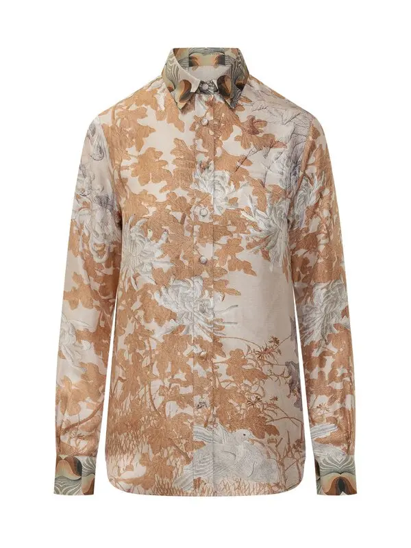 PIERRE-LOUIS MASCIA Long Sleeve Painterly Print Shirt - Fantasia