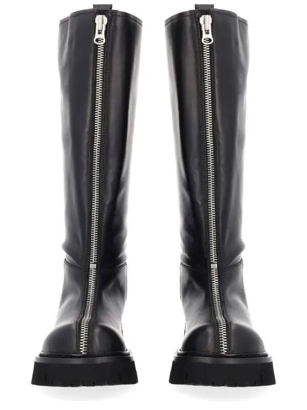 Moschino Leather Knee-high Boots With Front Zipper