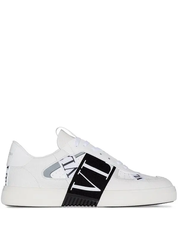 Valentino Garavani Vl7n Low-top Calfskin Sneakers With Bands - White
