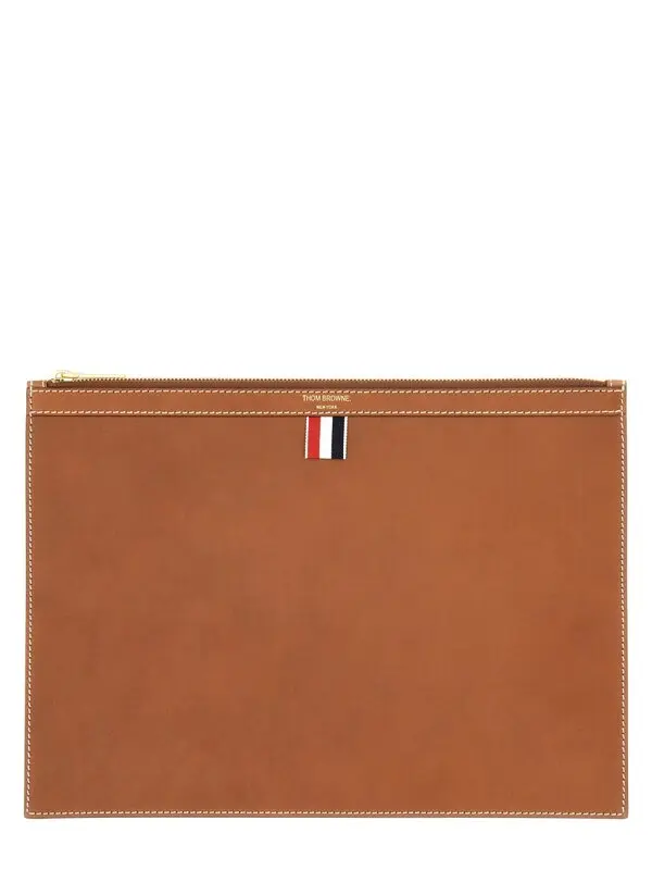 Thom Browne Large Pebble Leather Clutch - Buff