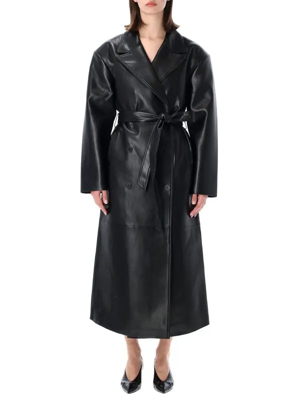 THE FRANKIE SHOP Faux Leather Trench Jacket - Black