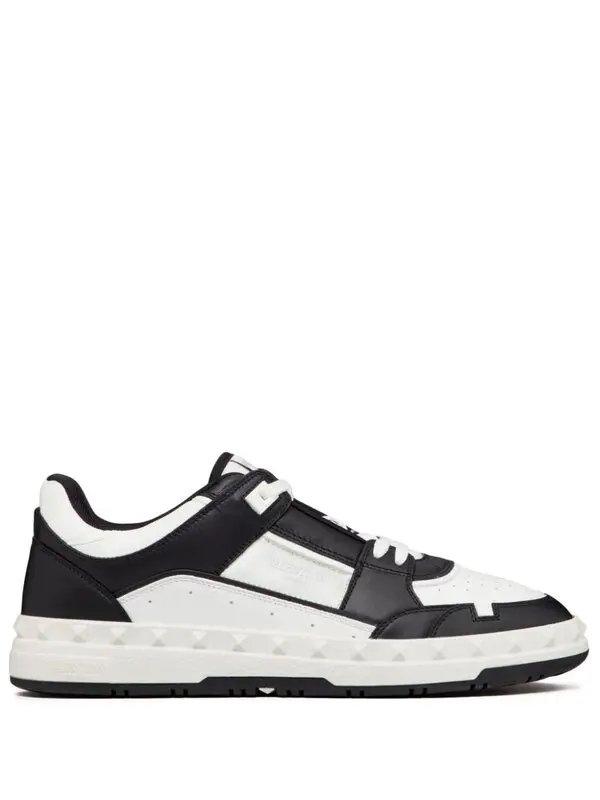 Valentino Garavani And White Leather Sneakers - Black