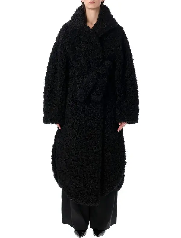 THE FRANKIE SHOP Faux Shearling Oversized Bomber Jacket - Black