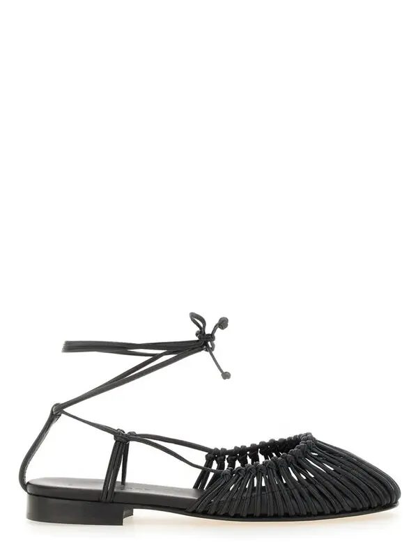 Hereu Mantera Knotted Leather Flat Sandals - Black