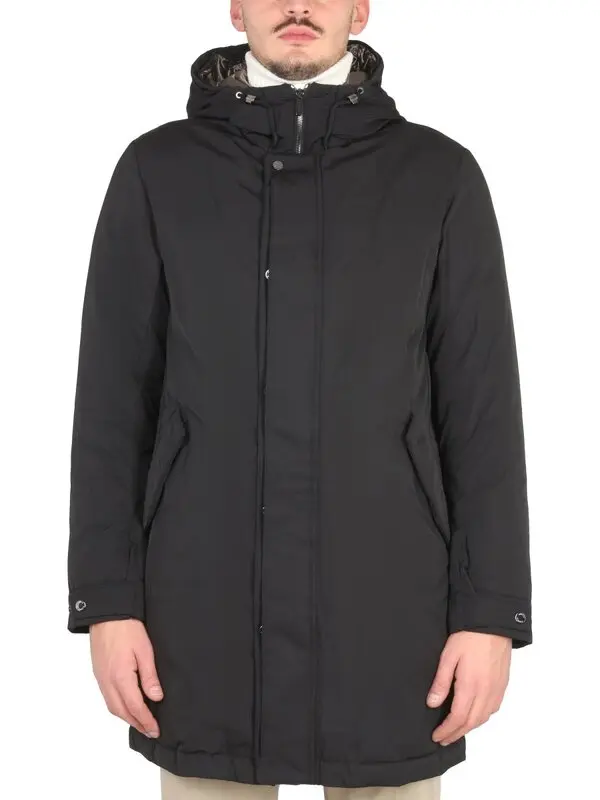 MOORER High Neck Hooded Zip-up Jacket