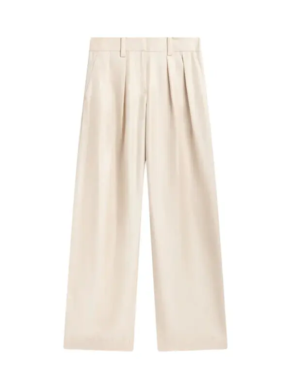 THE FRANKIE SHOP Wide Leg Pleated Trousers - Ivory