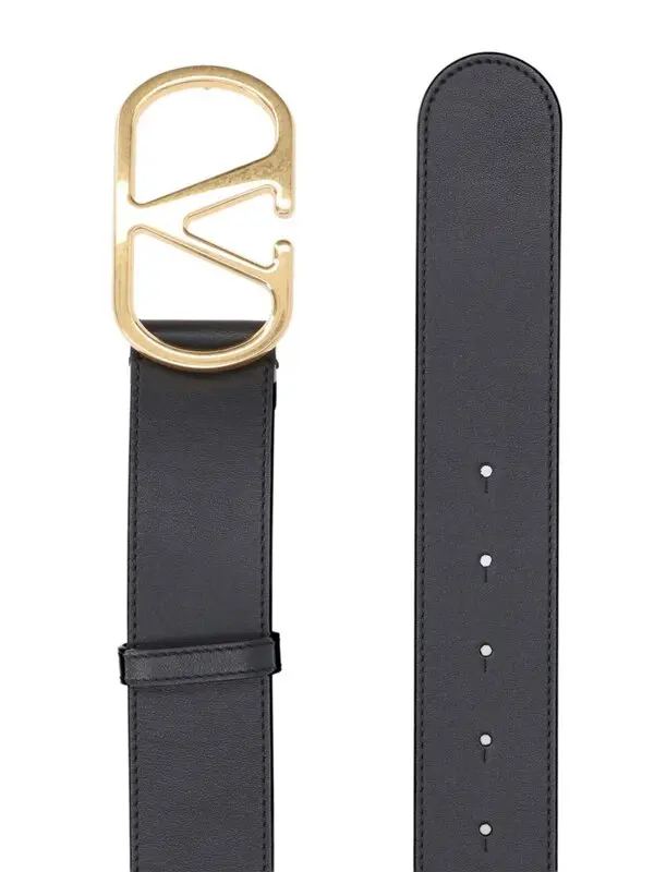 Valentino Garavani Reversible Vlogo Signature Belt In Glossy Calfskin - Black