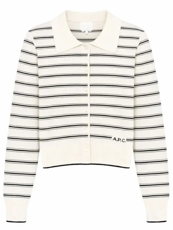 A.p.c. Striped Knit Cardigan With Collared Neckline - Multicolour