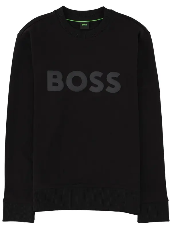 BOSS Crewneck Sweatshirt With Embossed Logo - Black