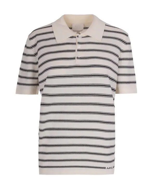 A.p.c. Striped Polo T-shirt - Ecru/black