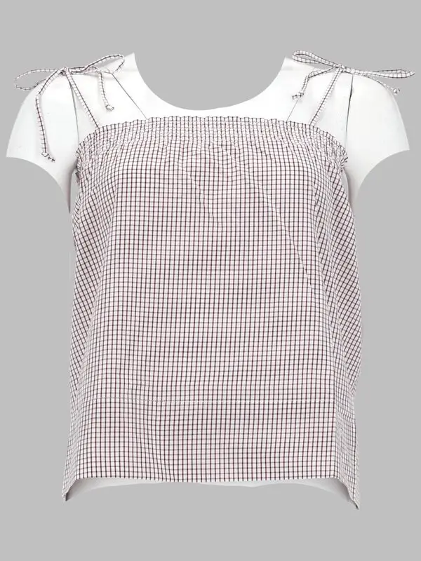 A.p.c. Cotton Checkered Top With Tie Detail - Brown