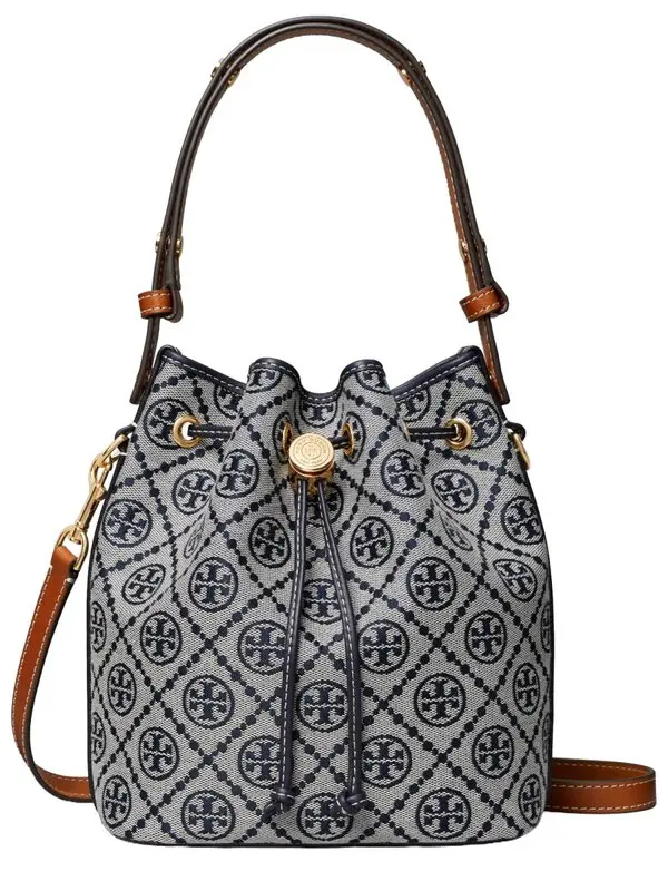 Tory Burch Jacquard Drawstring Bucket Bag - Blue