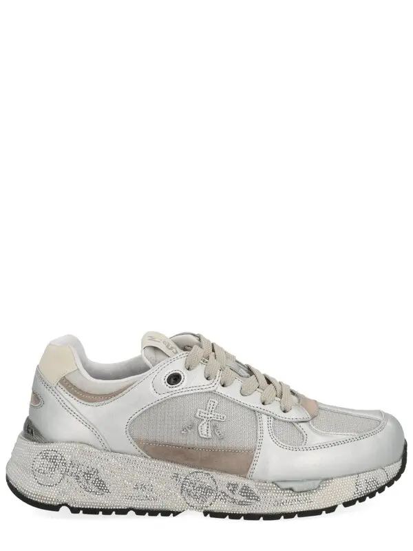 Premiata Low-top Sneakers With Embellished Platform - Silver