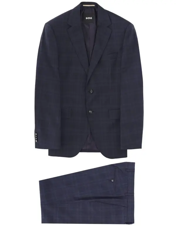 BOSS Two-piece Regular-fit Suit In Checked Virgin Wool - Blue