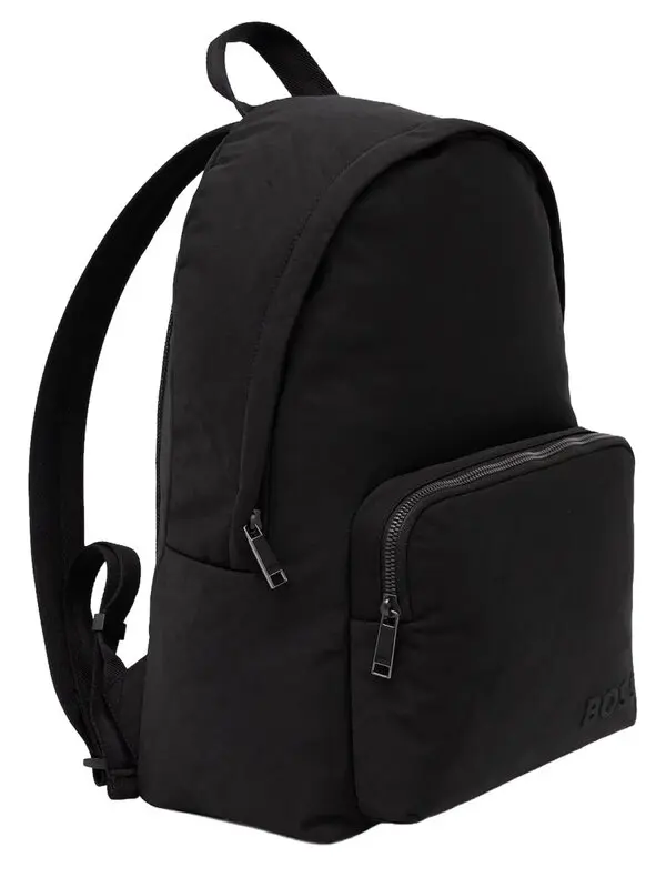 BOSS Faux-leather Logo Backpack - Black