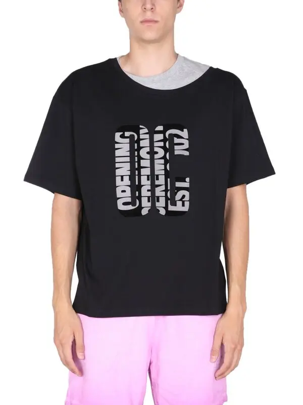 Opening Ceremony Double Collar Crew Neck T-shirt